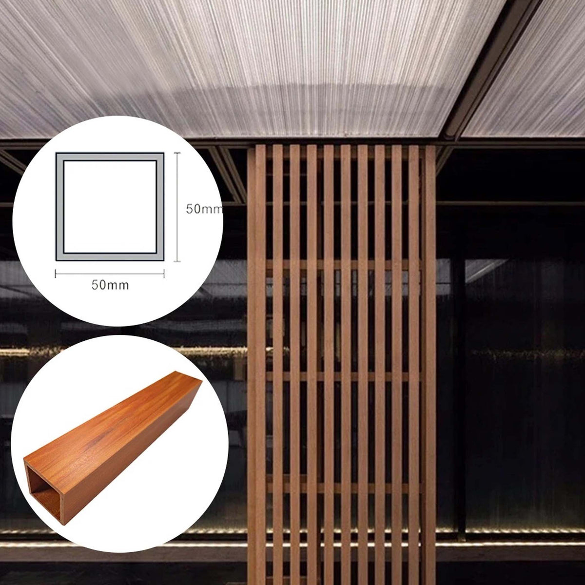 WPC Hollow Bar 50x50x3000mm — GoldenGate-Maldives